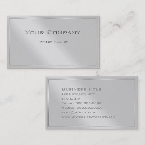 Silver Border Minimal Corporate Business Card | Zazzle