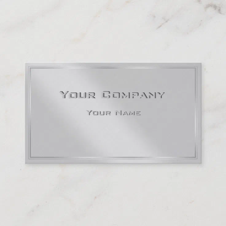 Silver Border Minimal Corporate Business Card | Zazzle