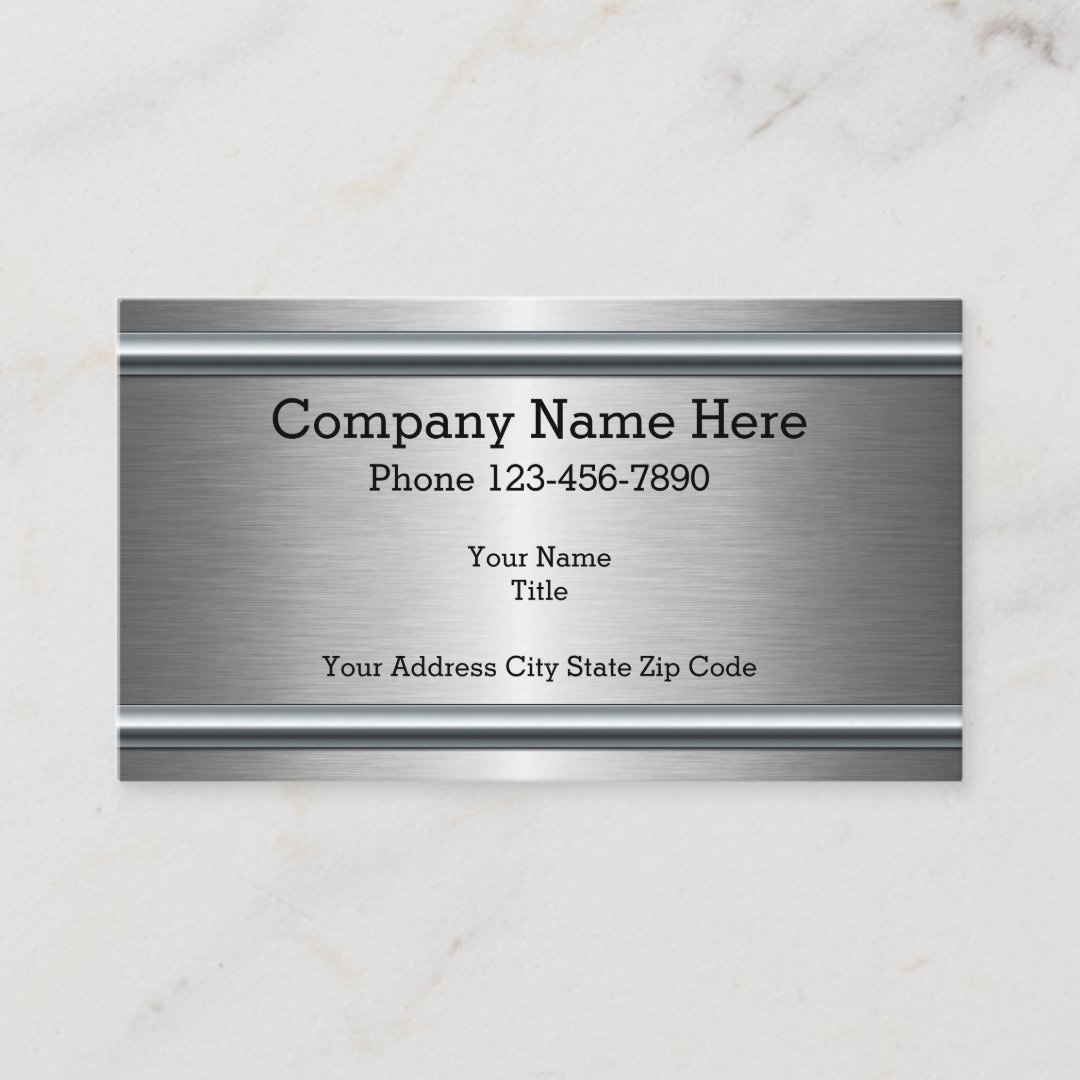 Silver Brushed Metal Look Modern Design Business Card | Zazzle