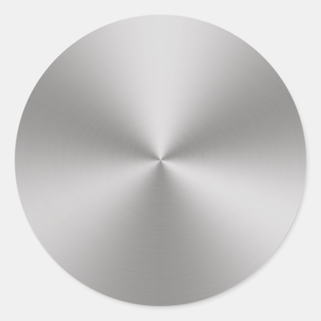Silver Brushed Metal Look | Radial Classic Round Sticker | Zazzle