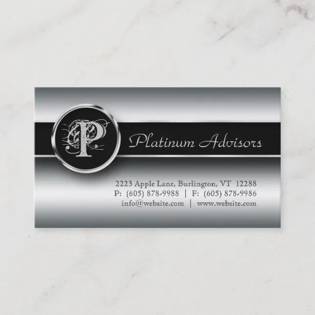 Silver Business Card Professional Modern Black | Zazzle