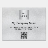 Silver business company logo QR code Sign | Zazzle