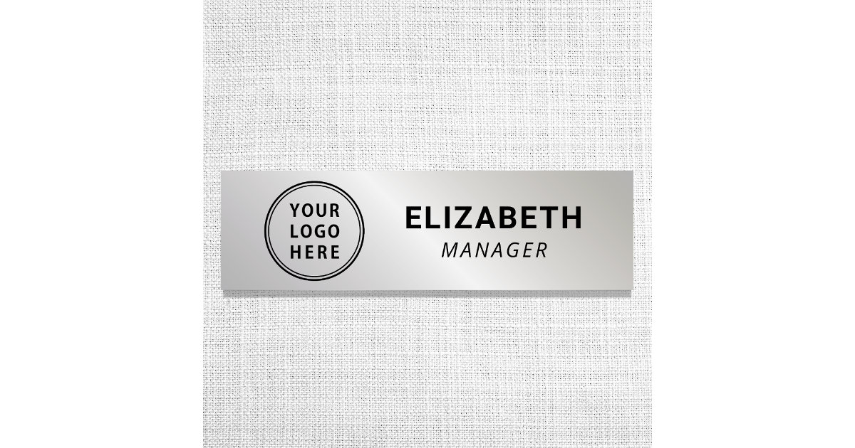 Silver Business Logo Name Tag | Zazzle