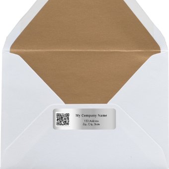 Silver business qr code return address label | Zazzle