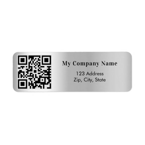 Silver business qr code return address label | Zazzle