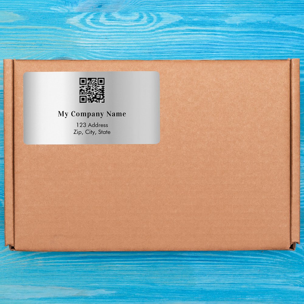 Silver business qr code return address shipping label - Snuggle Hamster ...