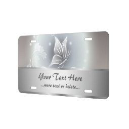 Silver Butterfly Animal Personalize License Plate | Zazzle