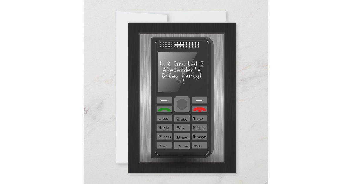 Silver Cell Phone Teen Birthday Party Invitation | Zazzle