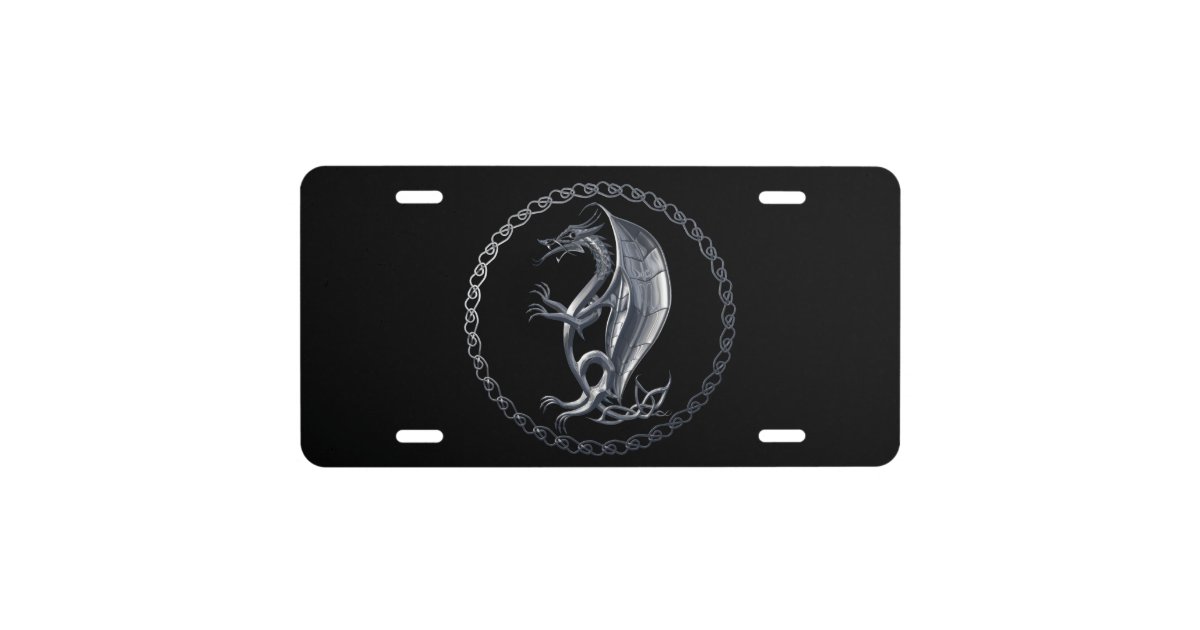 Silver Celtic Dragon License Plate | Zazzle