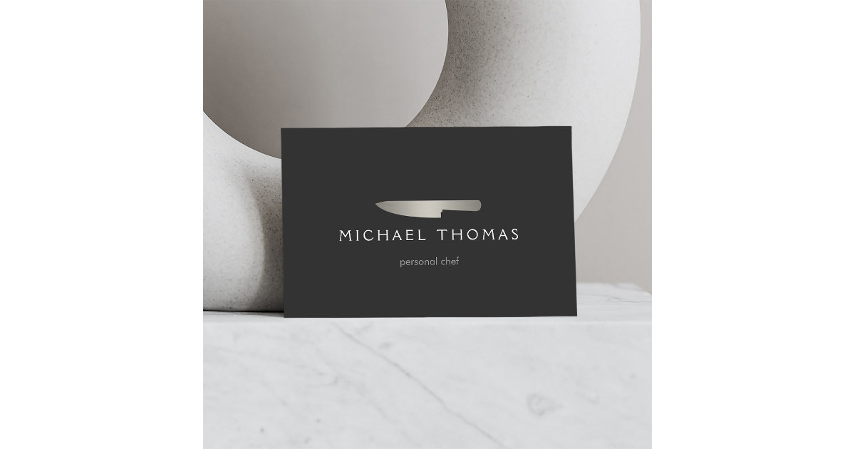 Silver Chef Knife Logo 2 for Catering, Restaurant Business Card | Zazzle