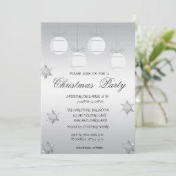 Silver Christmas Ball Corporate Christmas Party Invitation | Zazzle