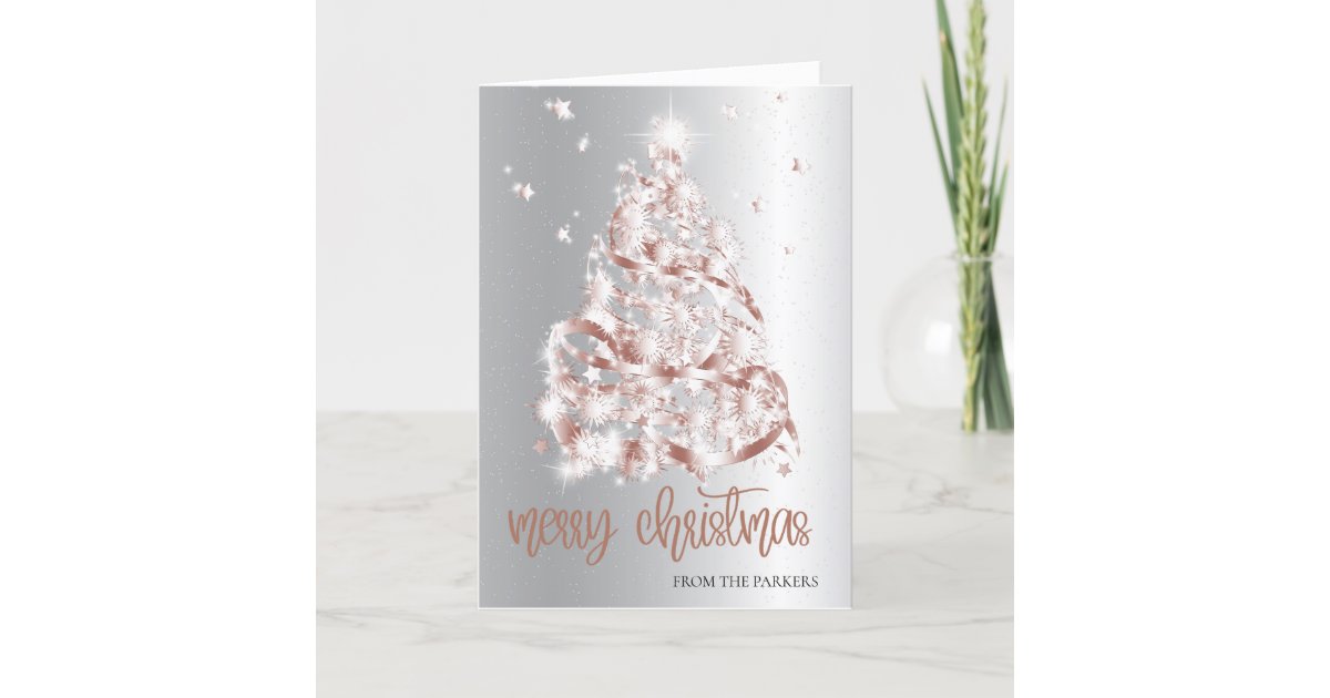 Silver Christmas Cards | Elegant Sparkle Tree | Zazzle