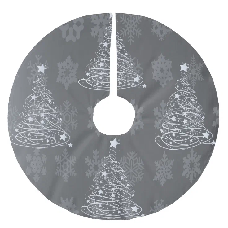 Silver Christmas Tree Modern design Brushed Polyester Tree Skirt | Zazzle