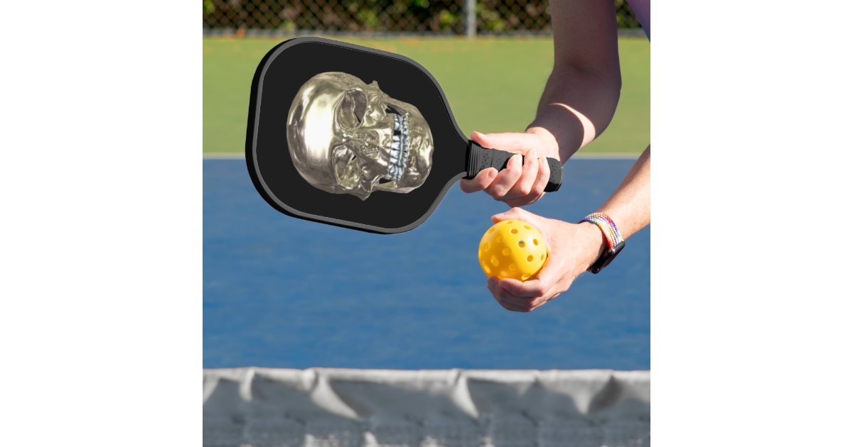 Silver Chrome Skull Pickleball Paddle | Zazzle