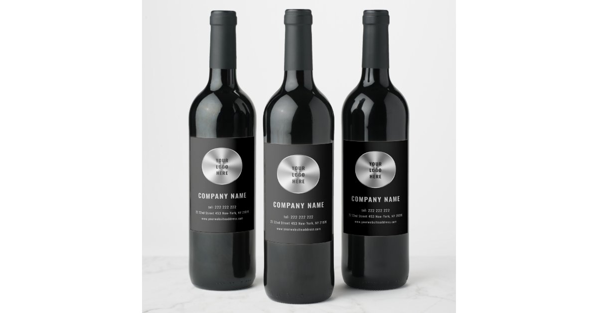 Silver Circle And Your Logo Wine Label | Zazzle