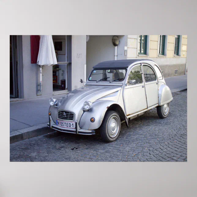 Silver Citroën 2CV Poster | Zazzle