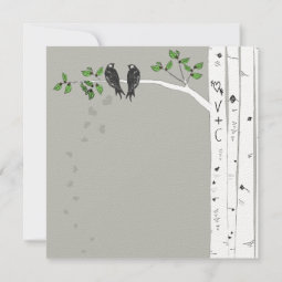 Silver Cloud Birch Vintage Birds Wedding Invite | Zazzle