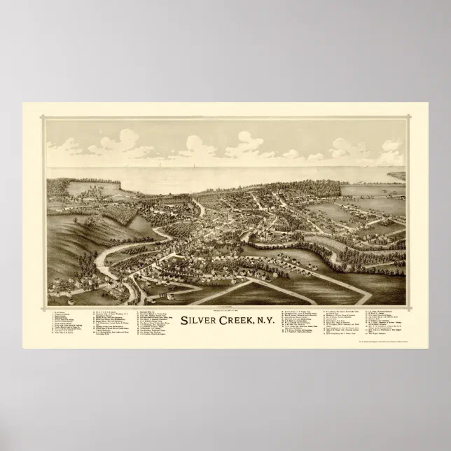Silver Creek, NY Panoramic Map - 1892 Poster | Zazzle