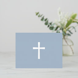 Silver cross dusty blue sympathy thank you card | Zazzle