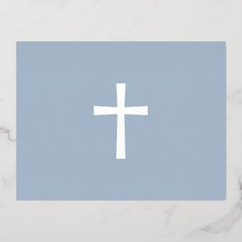Silver cross dusty blue sympathy thank you card | Zazzle