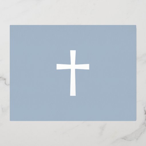 Silver cross dusty blue sympathy thank you card | Zazzle