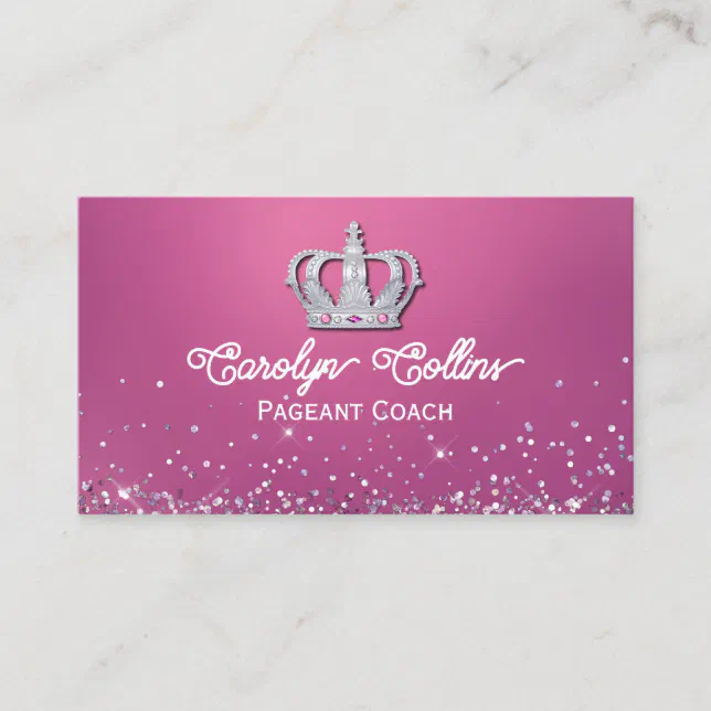 Silver Crown Pageant Coach Business Card | Zazzle