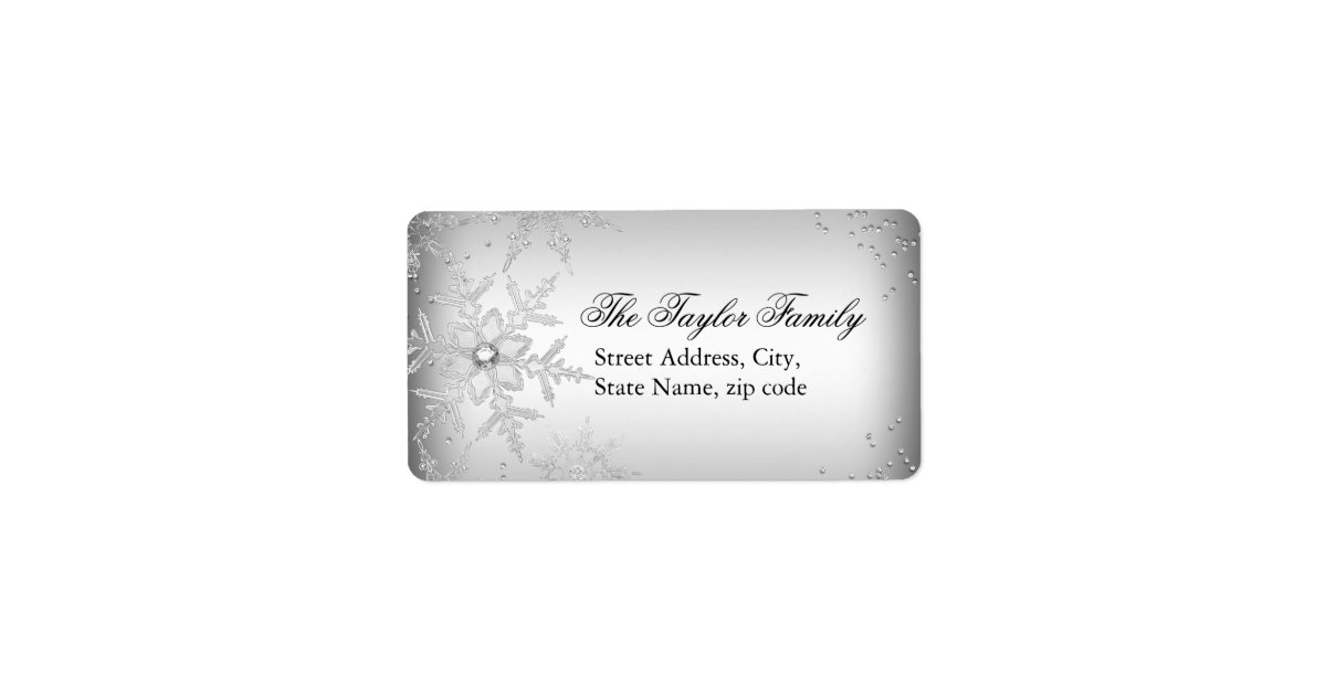 Silver Crystal Snowflake Christmas Address Labels | Zazzle