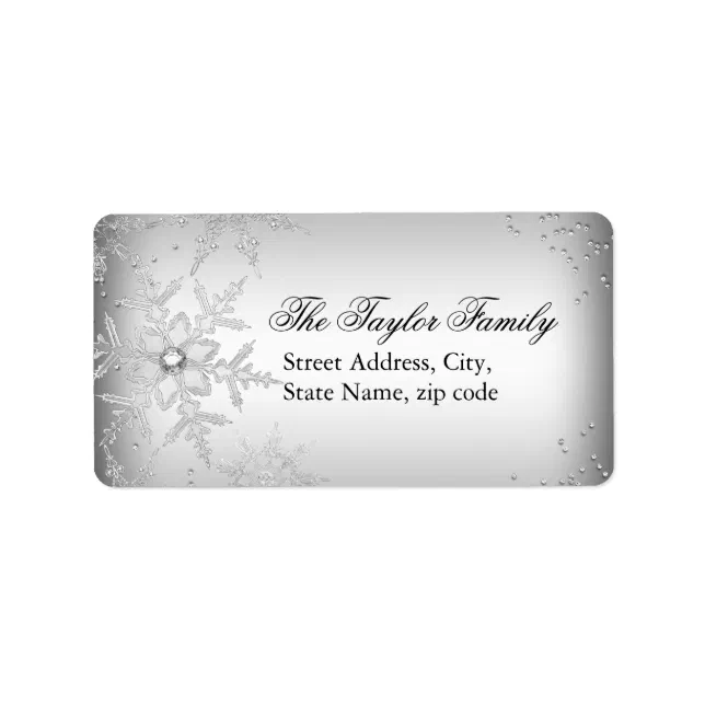 Silver Crystal Snowflake Christmas Address Labels | Zazzle