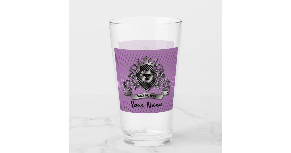 Silver Custom Elegant Monogram Design Glass | Zazzle