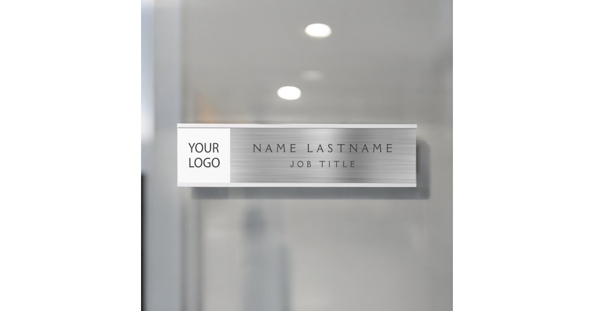 Silver Custom Logo Executive Business Professional Door Sign | Zazzle
