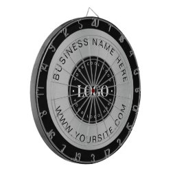 Silver Custom Logo Text Company Business Branded Dart Board | Zazzle