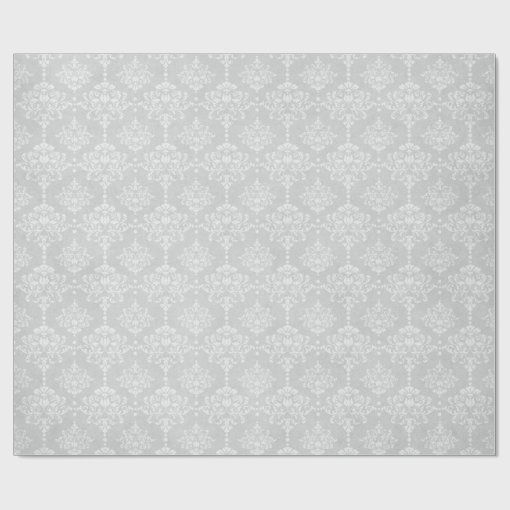 SiLVER DAMASK ELEGANT BIRTHDAY WEDDING WRAP Wrapping Paper | Zazzle