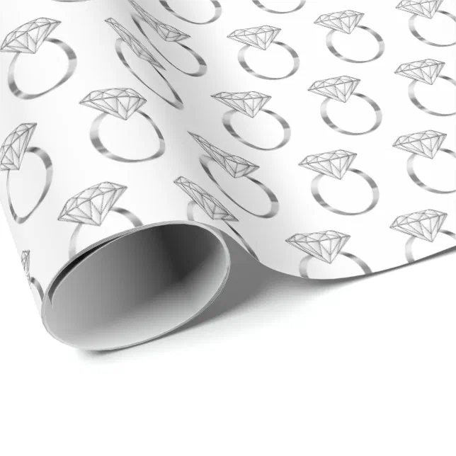 Silver Diamond Engagement Wedding Ring Wrapping Paper | Zazzle