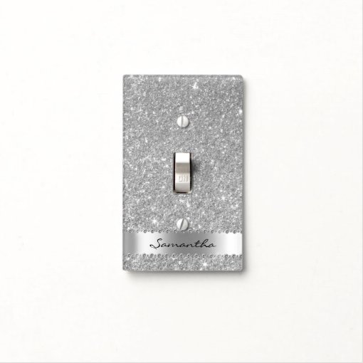 Silver Diamond Glitter Bling Girly Light Switch Cover | Zazzle