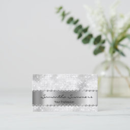 Silver Diamond Metal Elegant Customize Glitter Business Card | Zazzle