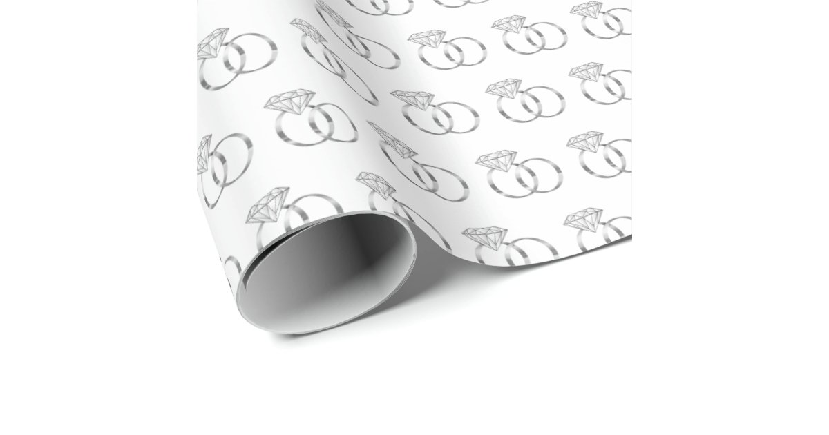 Silver Diamond Wedding Rings Wrapping Paper | Zazzle
