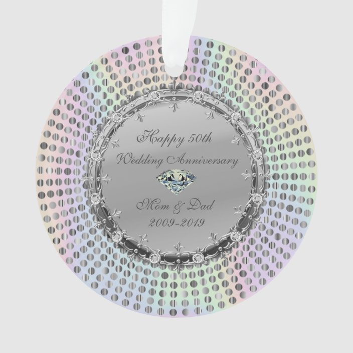 Silver Diamonds Dotted 50th Wedding Anniversary Ornament | Zazzle.com
