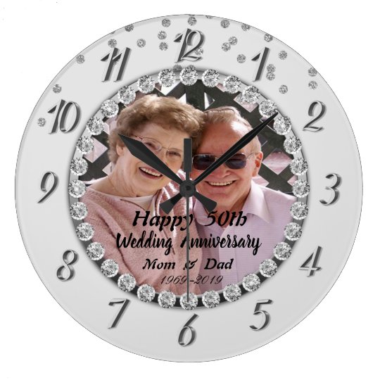 Silver Diamonds , Photo Anniversary Large Clock | Zazzle.com