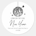 Silver Disco Ball Cheers New Years Eve Party Classic Round Sticker | Zazzle