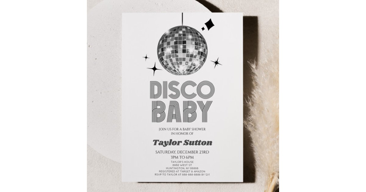 Silver Disco Ball 'Disco Baby' Baby Shower Invitation | Zazzle