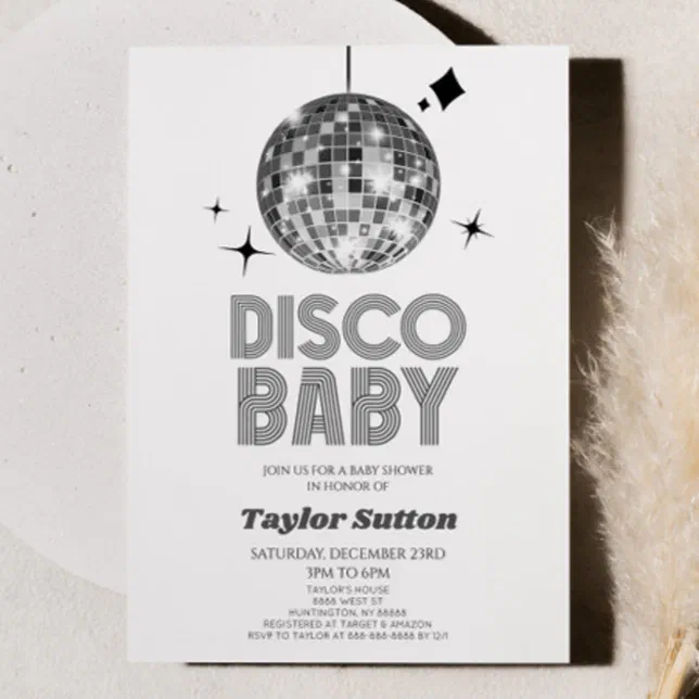 Silver Disco Ball 'Disco Baby' Baby Shower Invitation | Zazzle