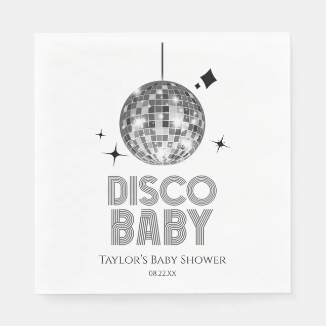 Silver Disco Ball 'Disco Baby' Baby Shower Napkins | Zazzle