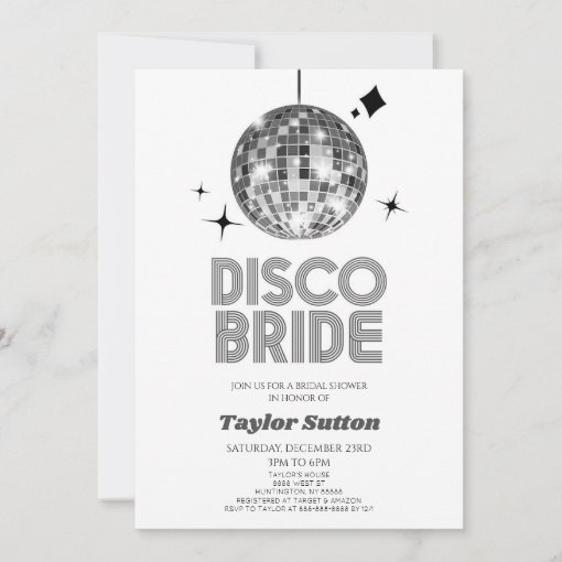 Silver Disco Ball Disco Bride Bridal Shower Invitation | Zazzle