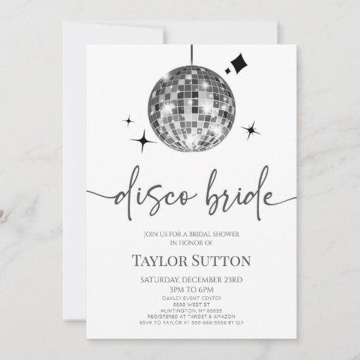Silver Disco Ball Disco Bride Bridal Shower Invitation | Zazzle