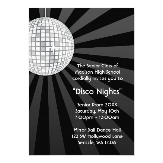 Silver Disco Ball Party Dance Prom Formal Invitation | Zazzle.com