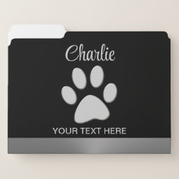 Silver Dog Paw on black background File Folder | Zazzle