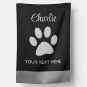 Silver Dog Paw on black background House Flag | Zazzle