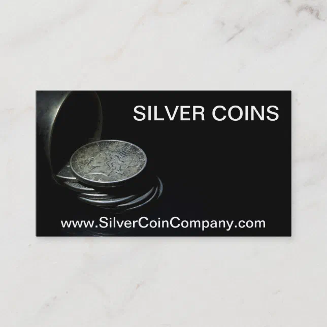 Silver Dollar Coin Business Card Template | Zazzle