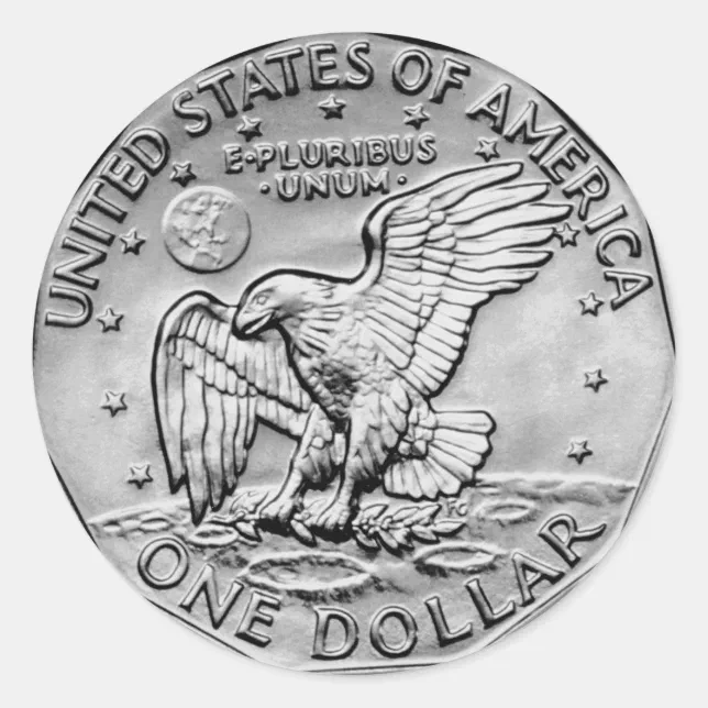 Silver Dollar USA Classic Round Sticker | Zazzle