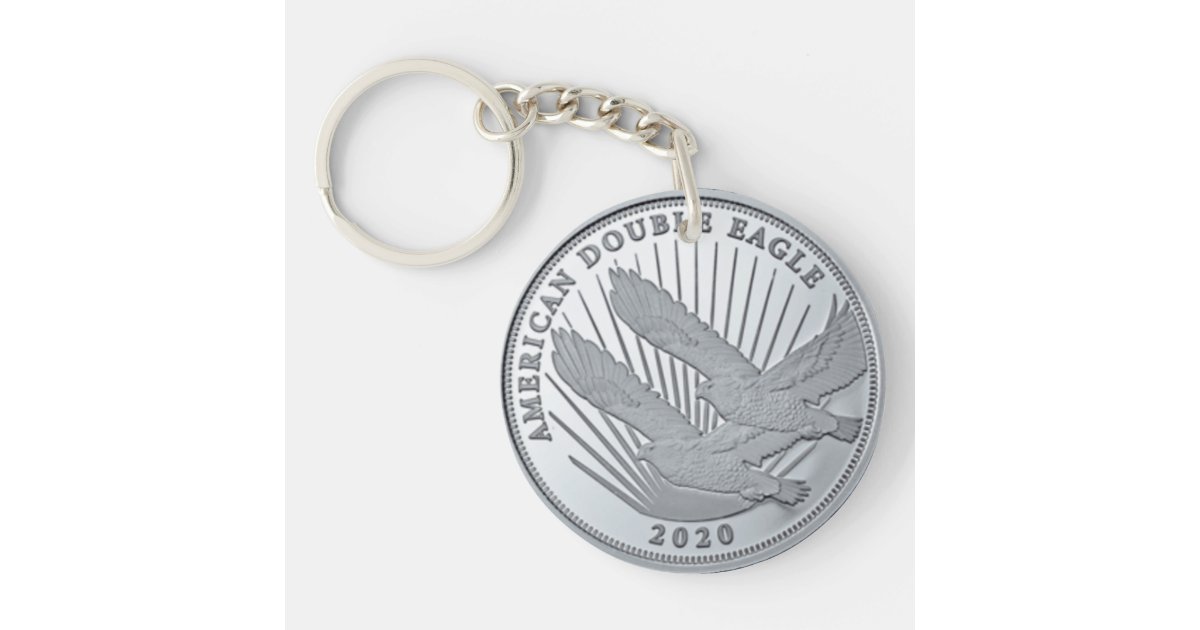 SILVER DOUBLE EAGLE COIN KEYCHAIN | Zazzle